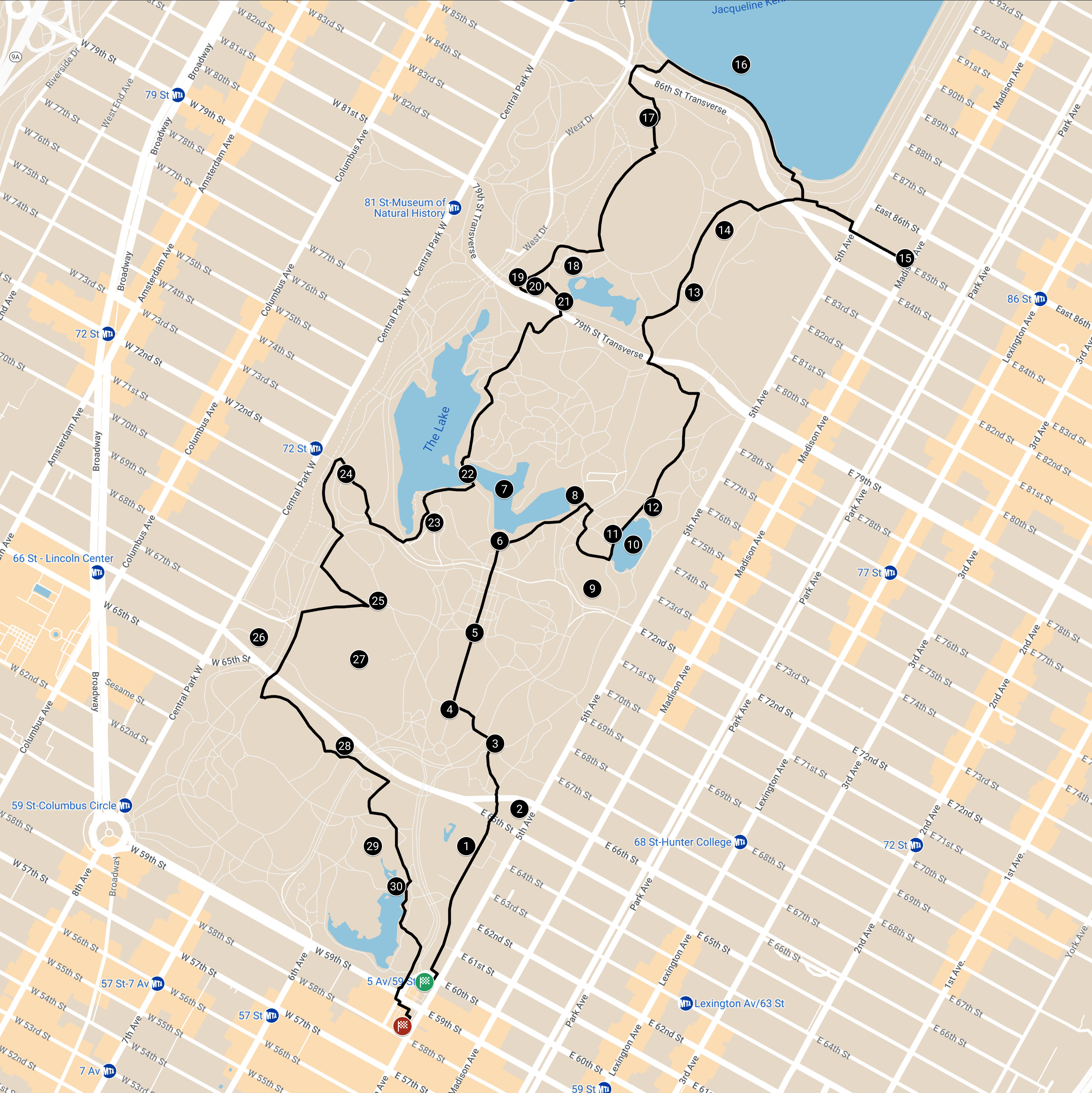 Central Park New York City Walking Map